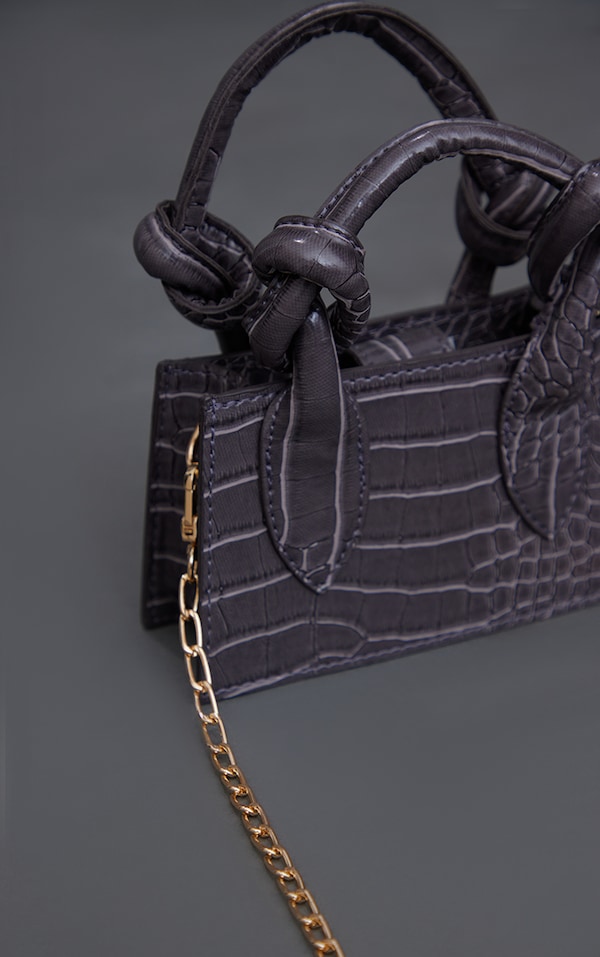 Grey Croc Pu Mini Grab Bag | Accessories | PLT