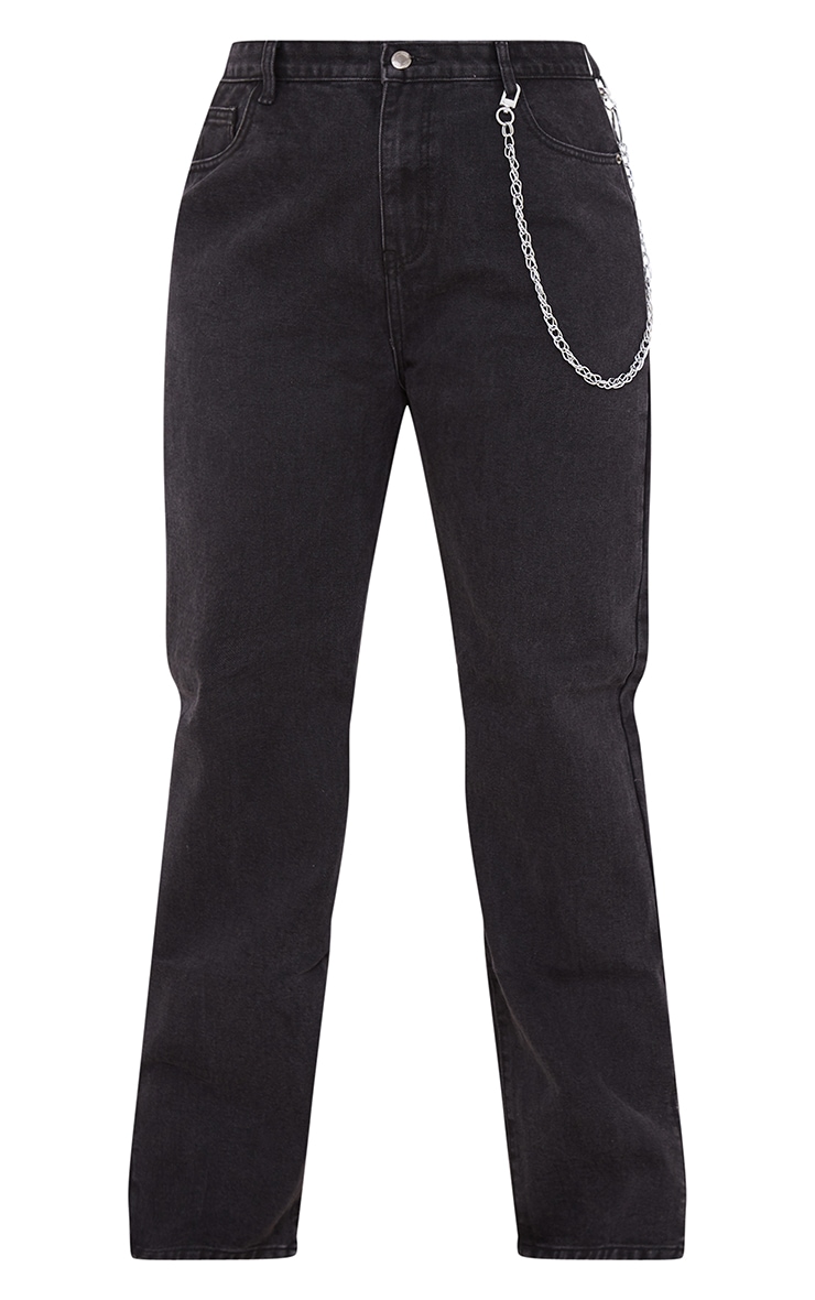 Plus Washed Black Split Hem Jeans | Plus Size | PrettyLittleThing