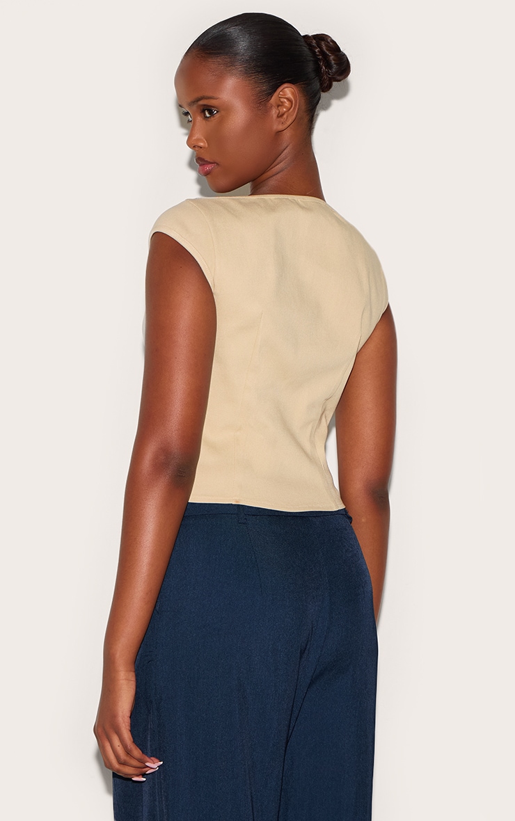 Sand Structured Stretch Woven Corset | Tops | PrettyLittleThing USA