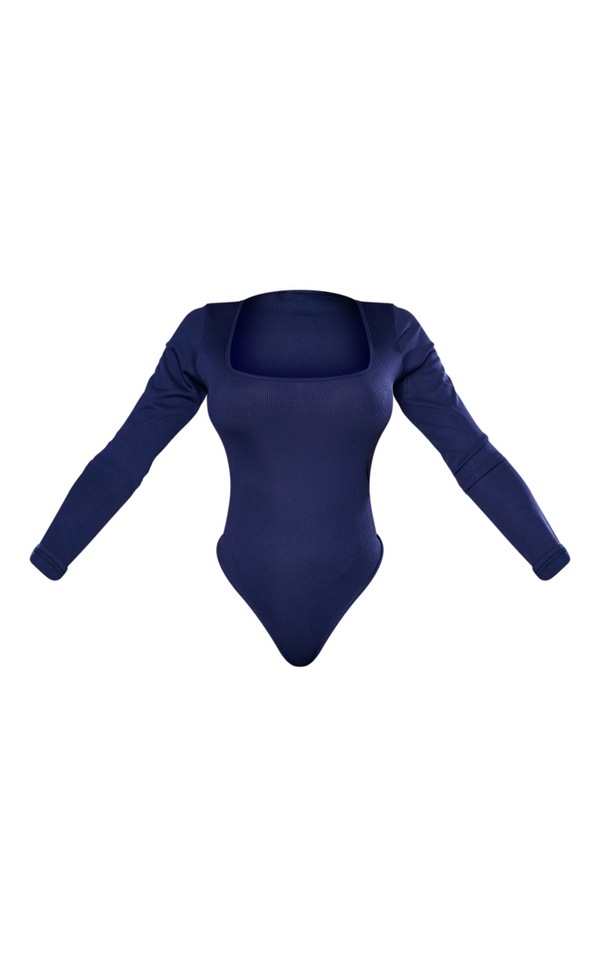 Shape Navy Rib Long Sleeve Square Neck Bodysuit | Shape | PLT