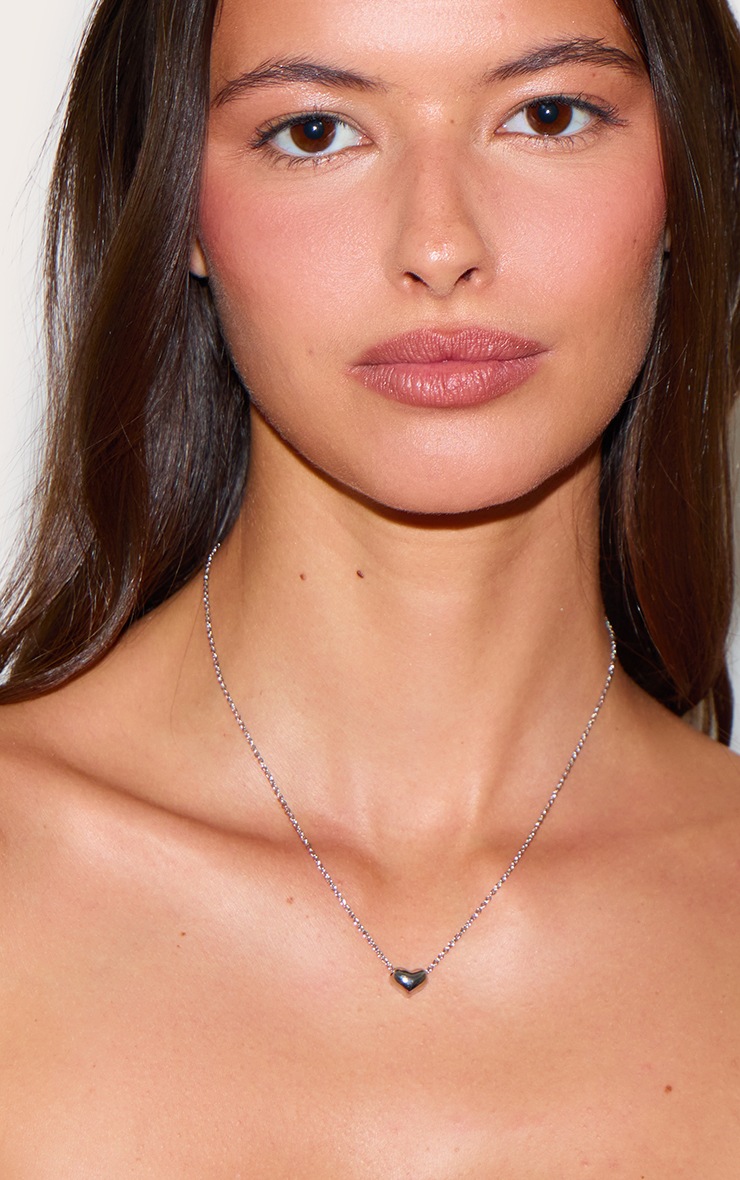 Silver Puff Heart Pendant Necklace | Accessories | PLT