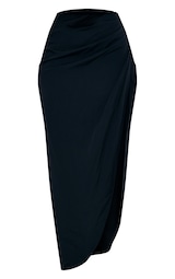 Black Woven Ruched Skirt Midaxi Skirt | Co-ords | PLT USA