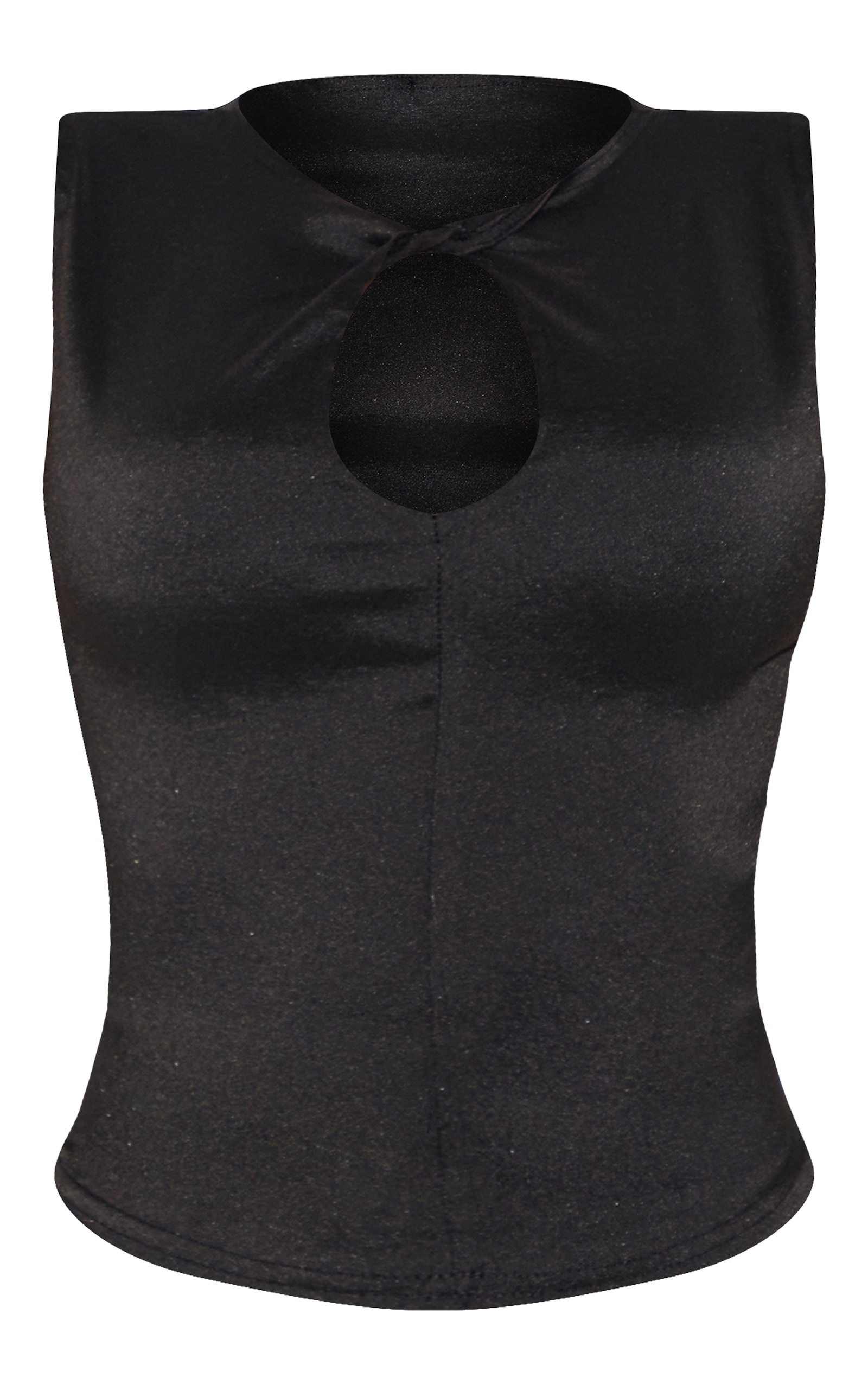 Shape Black Stretch Woven Twist Neck Keyhole Top | Shape | PLT USA