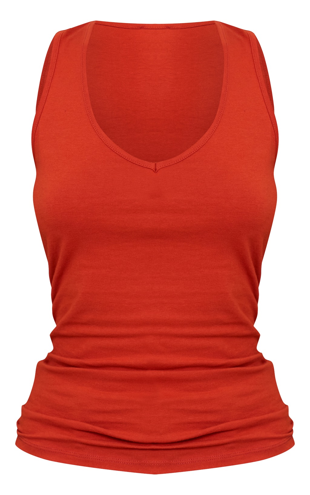 Rust Soft Cotton V Neck Vest Top | Tops | PLT