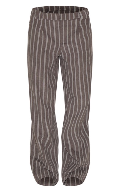 Charcoal Pinstripe Peach Skin Tailored Pants | Bottoms | PrettyLittleThing USA