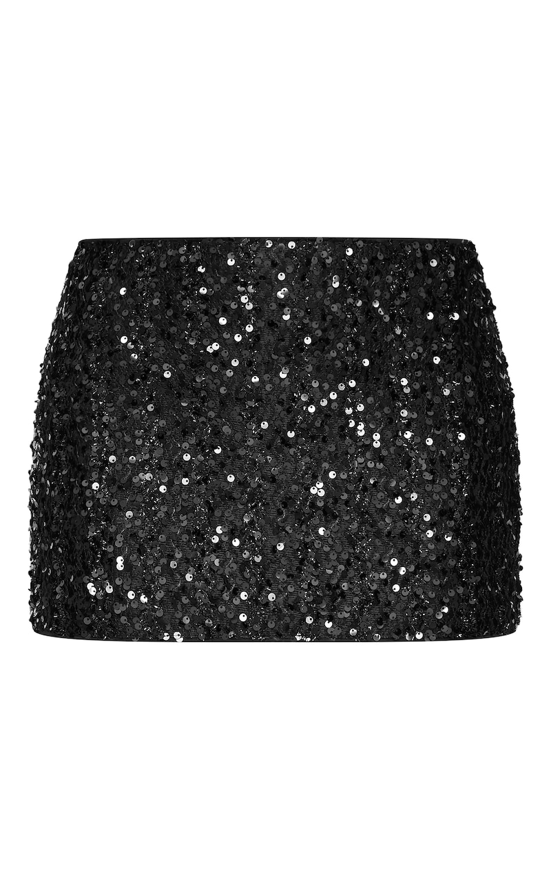Black Textured Sequin Micro Mini Skirt | Co-ords | PLT