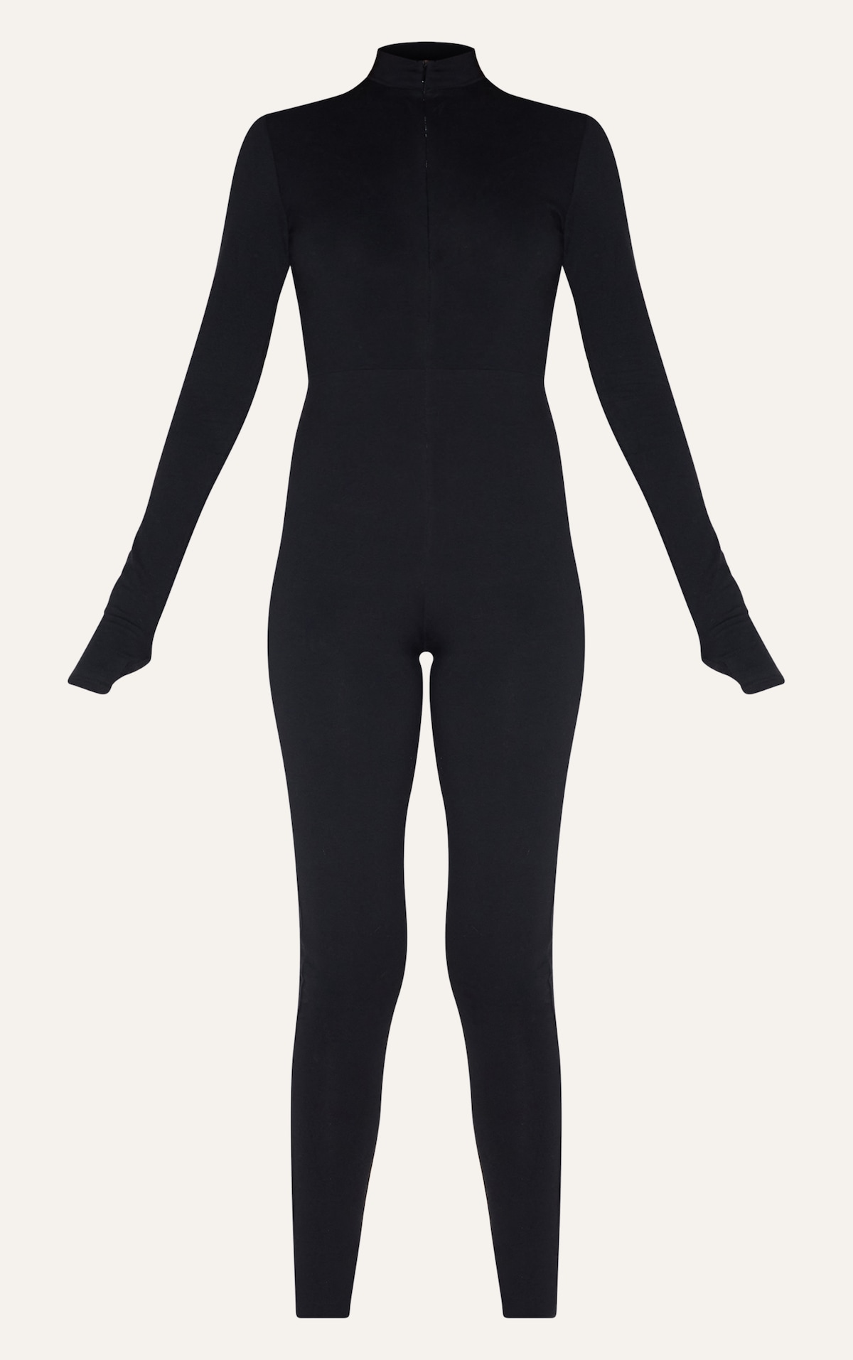 Black Cotton Zip Front Catsuit | Dresses | PLT