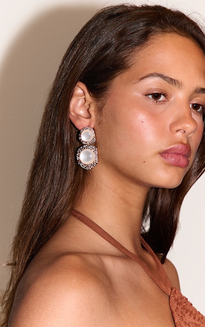 Gold And Ivory Resin Textured Statement Earrings | Accessories ...