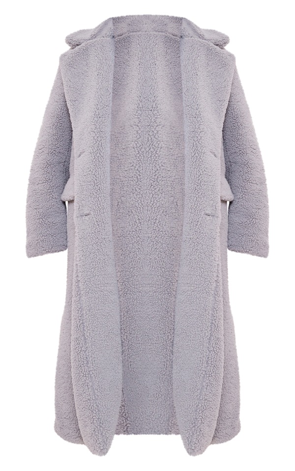 Tall Grey Premium Borg Coat | Tall | PrettyLittleThing QA
