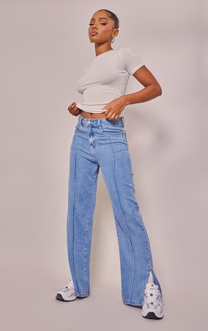 Split Hem Jeans | Denim | PrettyLittleThing