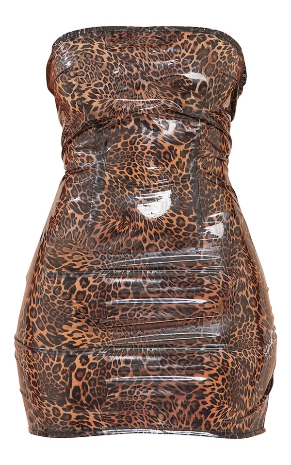 Shape Black Printed Vinyl Bandeau Mini Dress | PrettyLittleThing CA