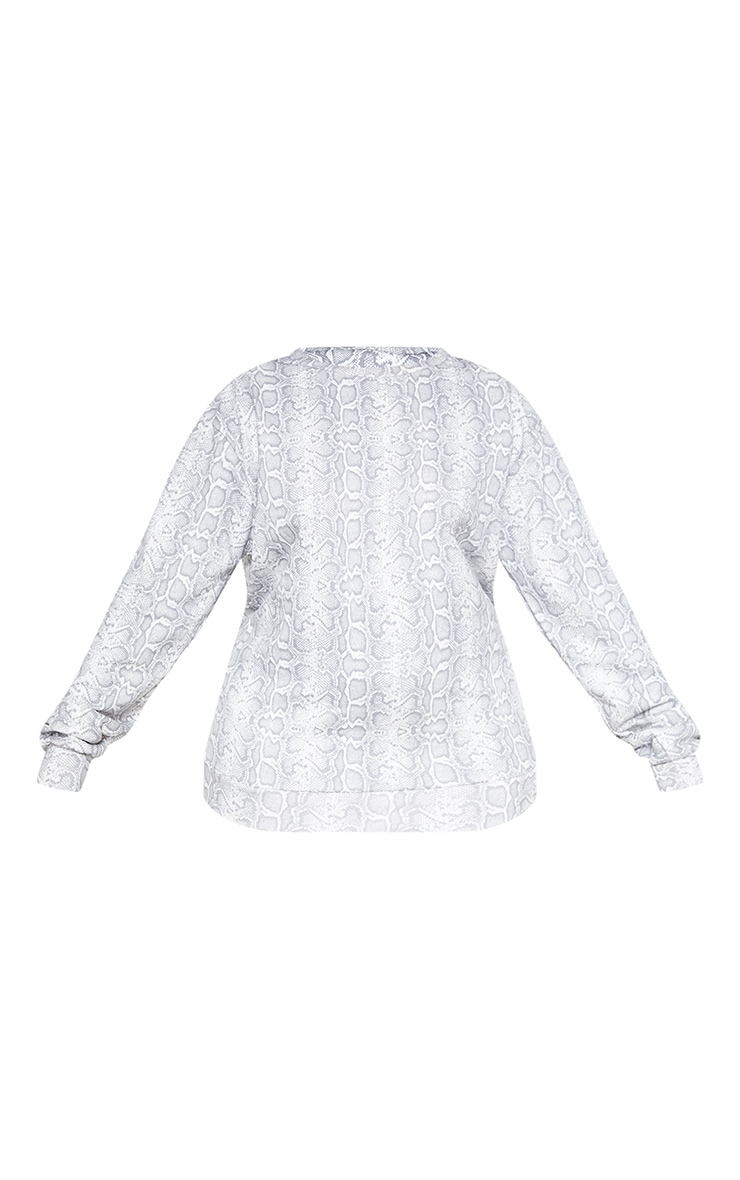 Plus Grey Snakeskin Sweater | Plus Size | PrettyLittleThing