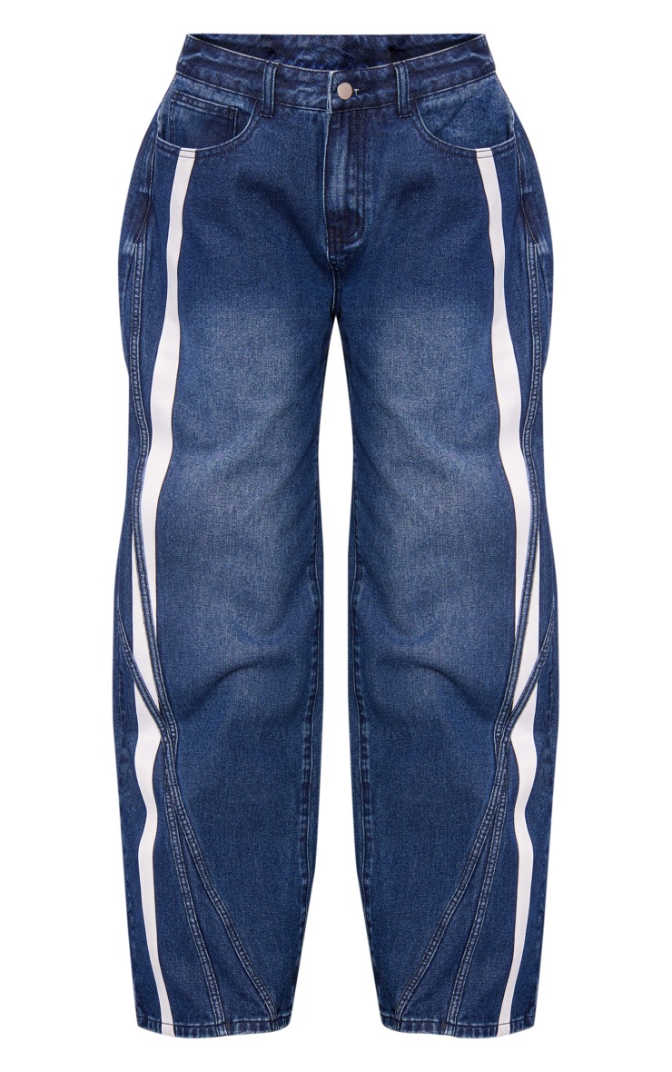 Indigo Graphic Panelled Wide Leg Jeans | Denim | PLT
