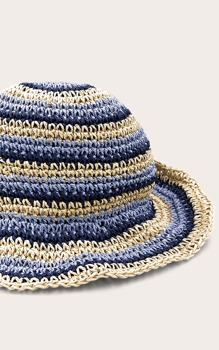 Blue Striped Raffia Bucket Hat | Accessories | PLT