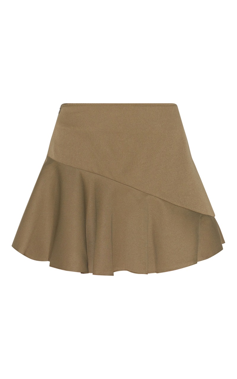 Dark Khaki Tailored Scalloped Edge Mini Skirt | Bottoms ...