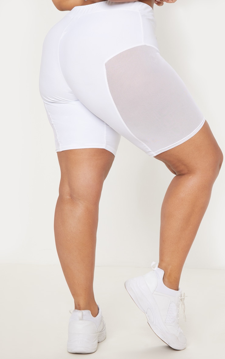 Plus White Side Panel Cycling Shorts | PrettyLittleThing