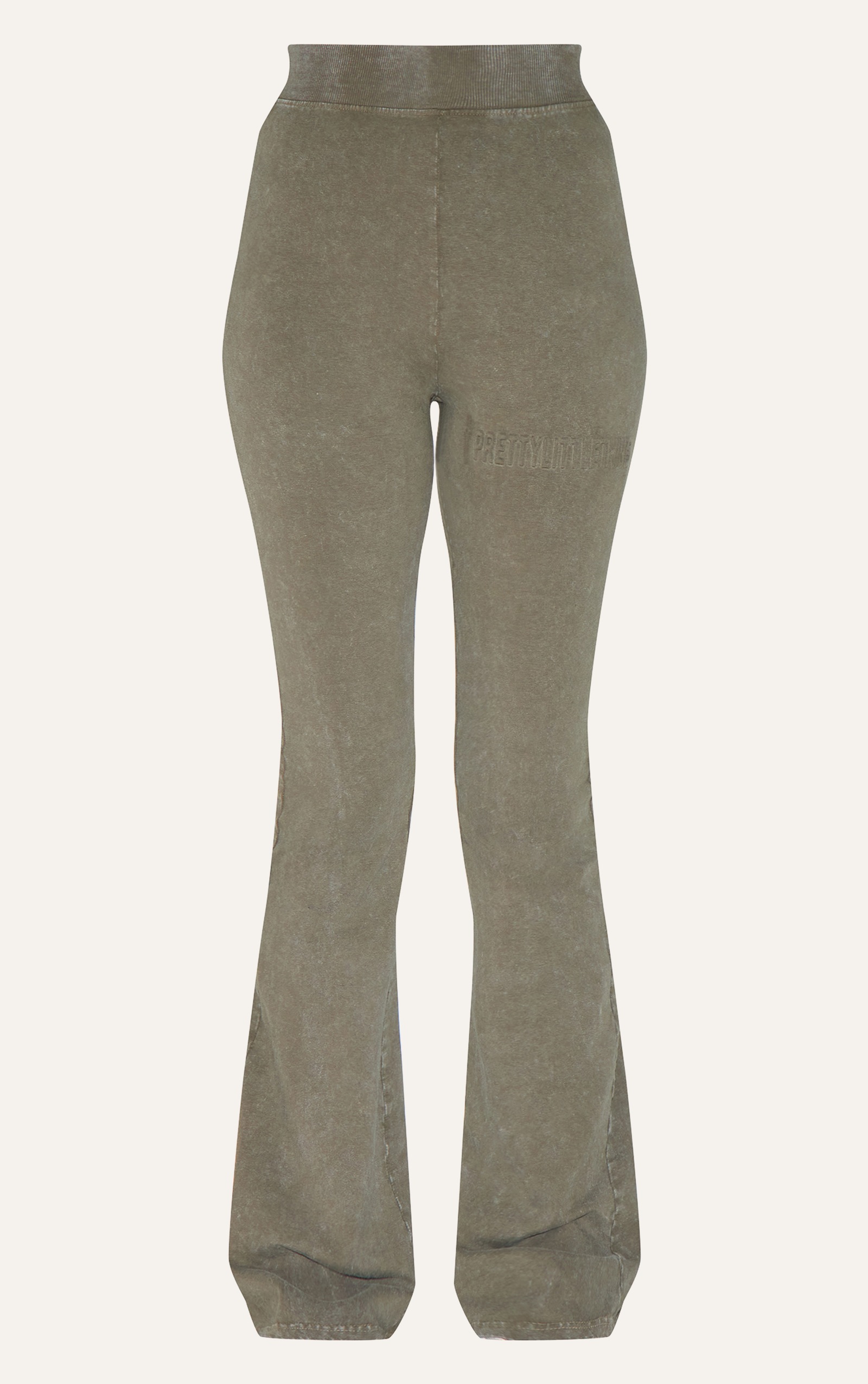 PLT Olive Embossed Logo Washed Skinny Flare Pant | Co-ords | PLT USA