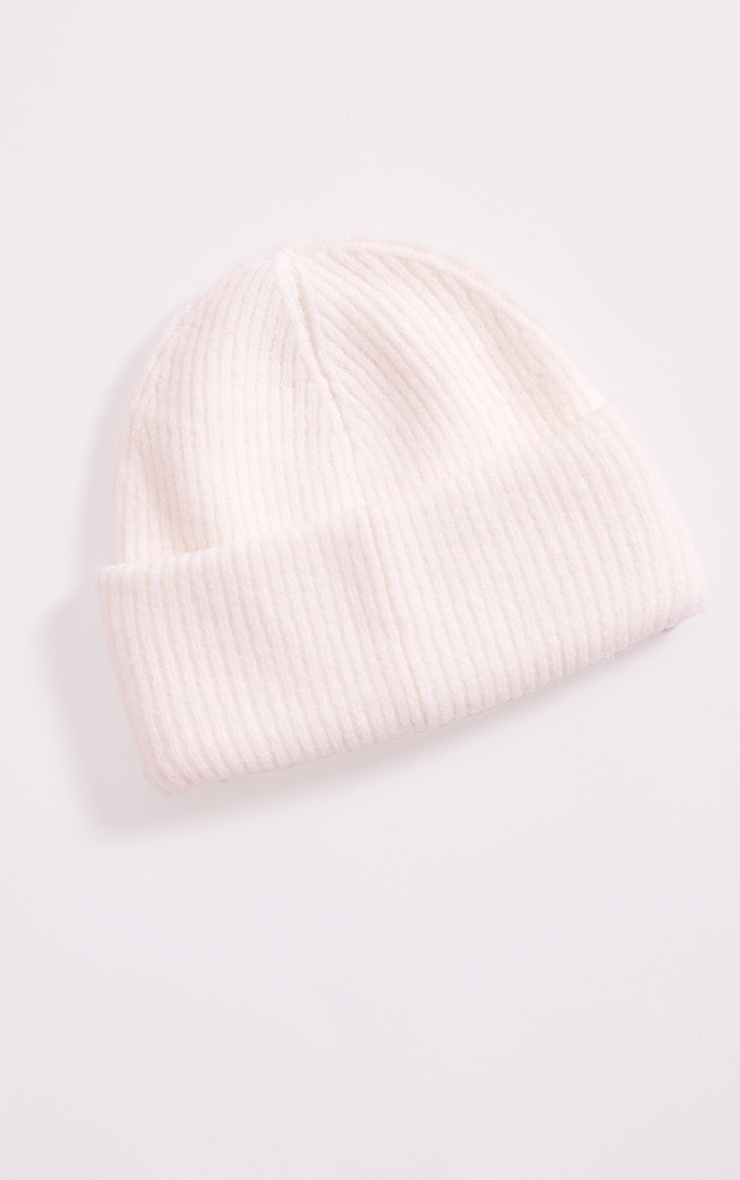 White Ribbed Knit Beanie | Accessories | PLT