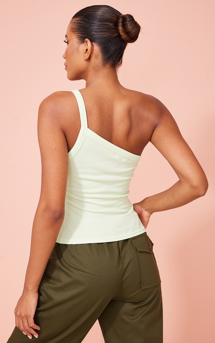 Lime Wide Rib One Shoulder Vest | Tops | PrettyLittleThing IE