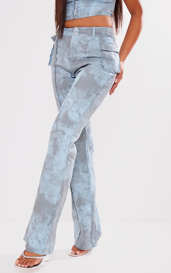 Tall Washed Blue Acid Wash Cargo Pants | Tall | PrettyLittleThing USA