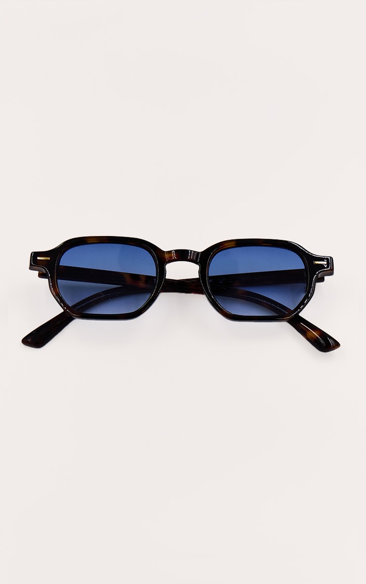 Tortoiseshell Honey Tort Blue Lense Square Sunglasses | Accessories ...