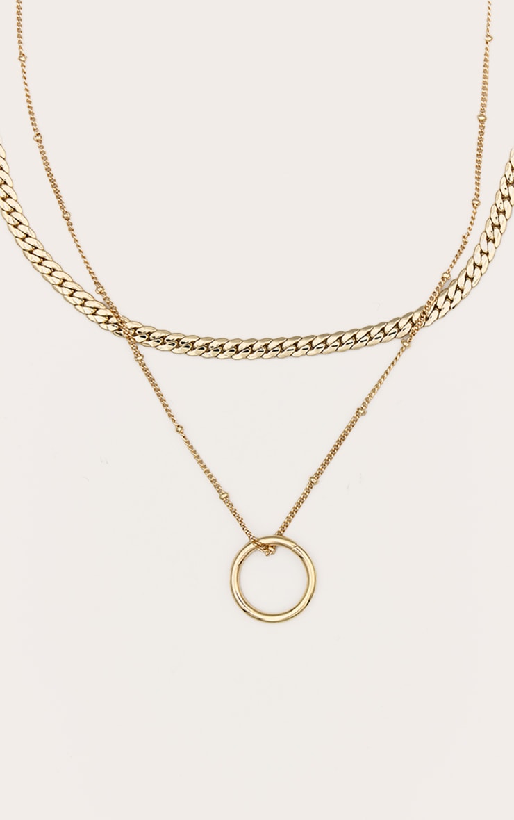 Gold Oval Layered Pendant Necklace | Accessories | PLT
