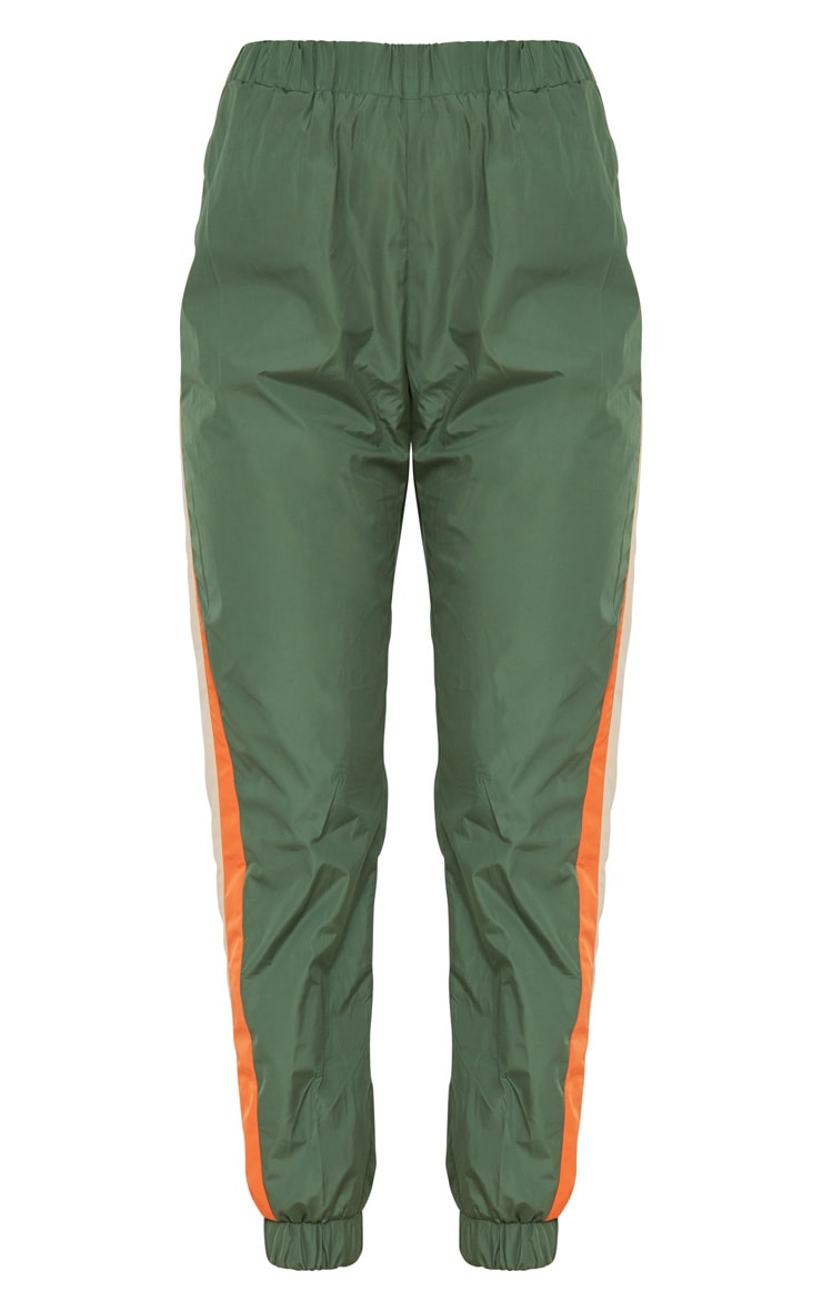 Khaki Stripe Shell Tracksuit Track Pants | PrettyLittleThing AUS