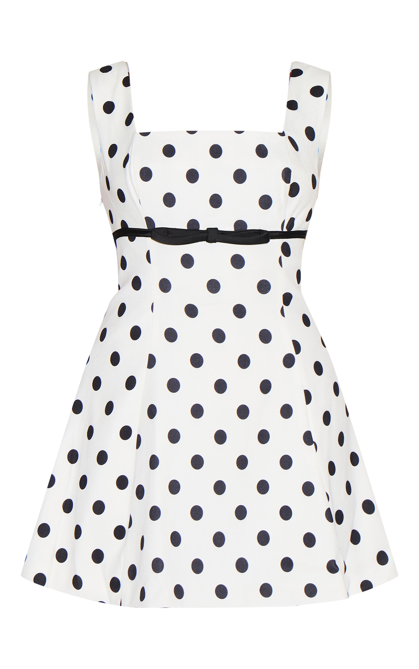 Shape White Polka Dot Under Bust Bow A-line Dress | Shape | PLT