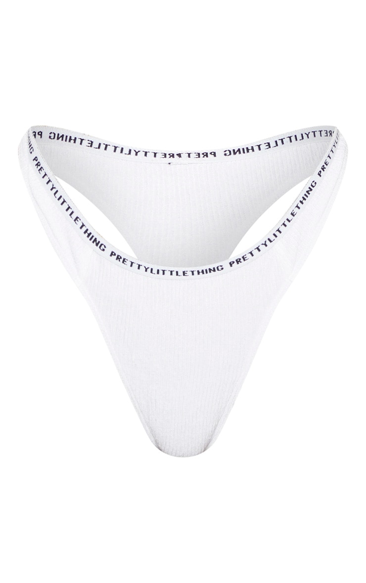 PrettyLittleThing White Rib Thong | PrettyLittleThing USA