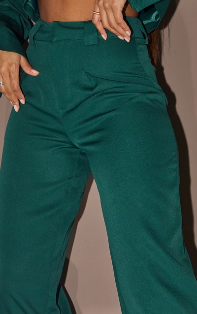 Forest Green Woven High Waist Straight Leg Pants | Co-ords | PLT USA