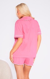Hot Pink Jersey Piping Detail Short PJ Set | Lingerie & Nightwear ...