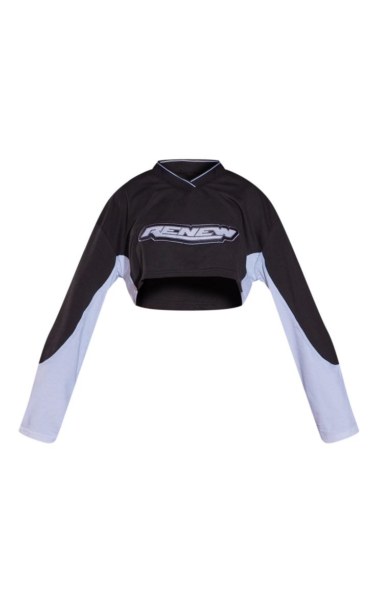 Renew Black Panel Detail Baseball Top | PrettyLittleThing