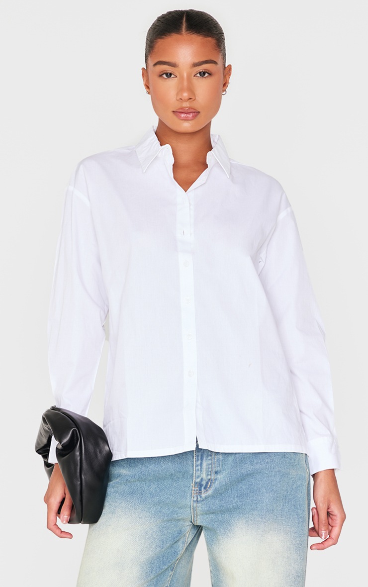 White Cotton Button Shirt | Tops | PrettyLittleThing