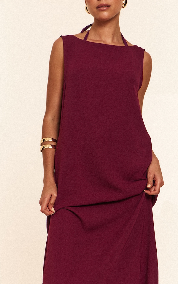 Purple Floaty Woven Boat Neck Maxi Beach Dress | Swimwear | PLT USA