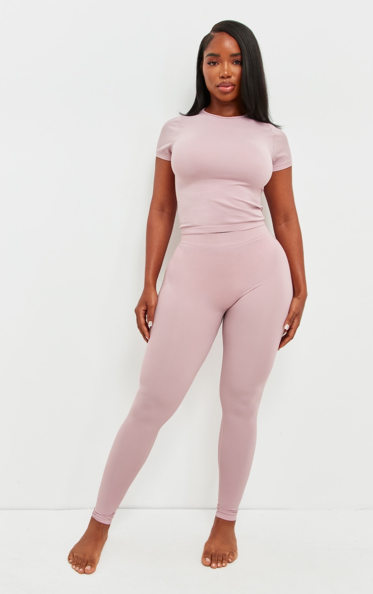 Shape Mauve Stretch Short Sleeve Longline Top | Shape | PLT USA