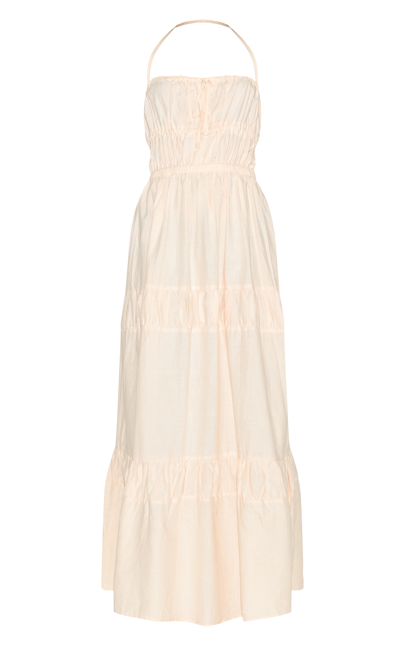 Natural Ruched Backless Strappy Maxi Dress | Dresses | PLT