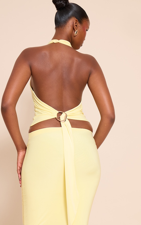 Lemon Double Layer Halterneck Gold Backless Top | Co-ords ...