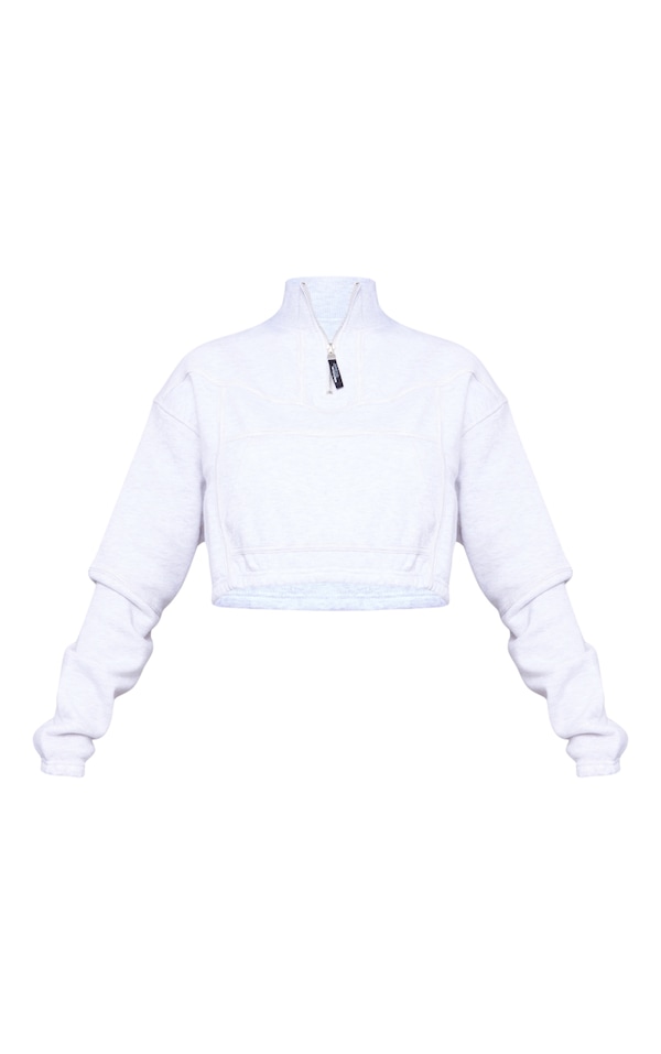 Sweat Court Gris Cendré À Col Cheminée Zippé | Athleisure | PLT FR