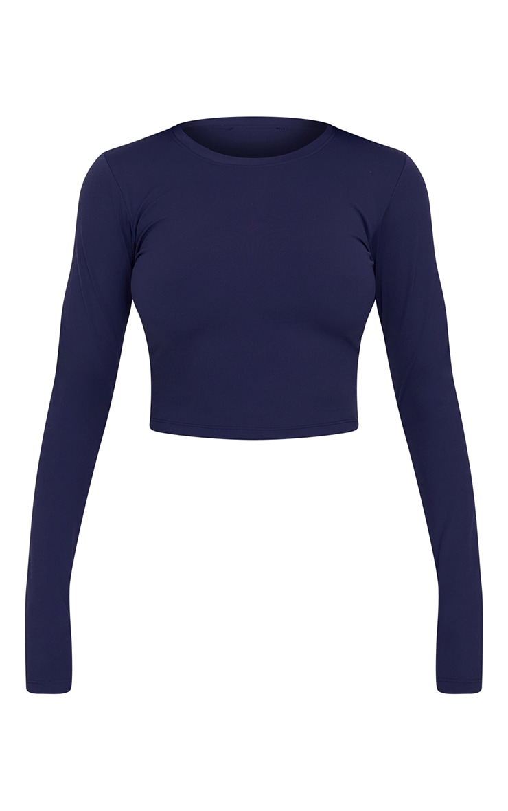 Navy Ultimate Sculpt Long Sleeve Crop Gym Top | Athleisure ...