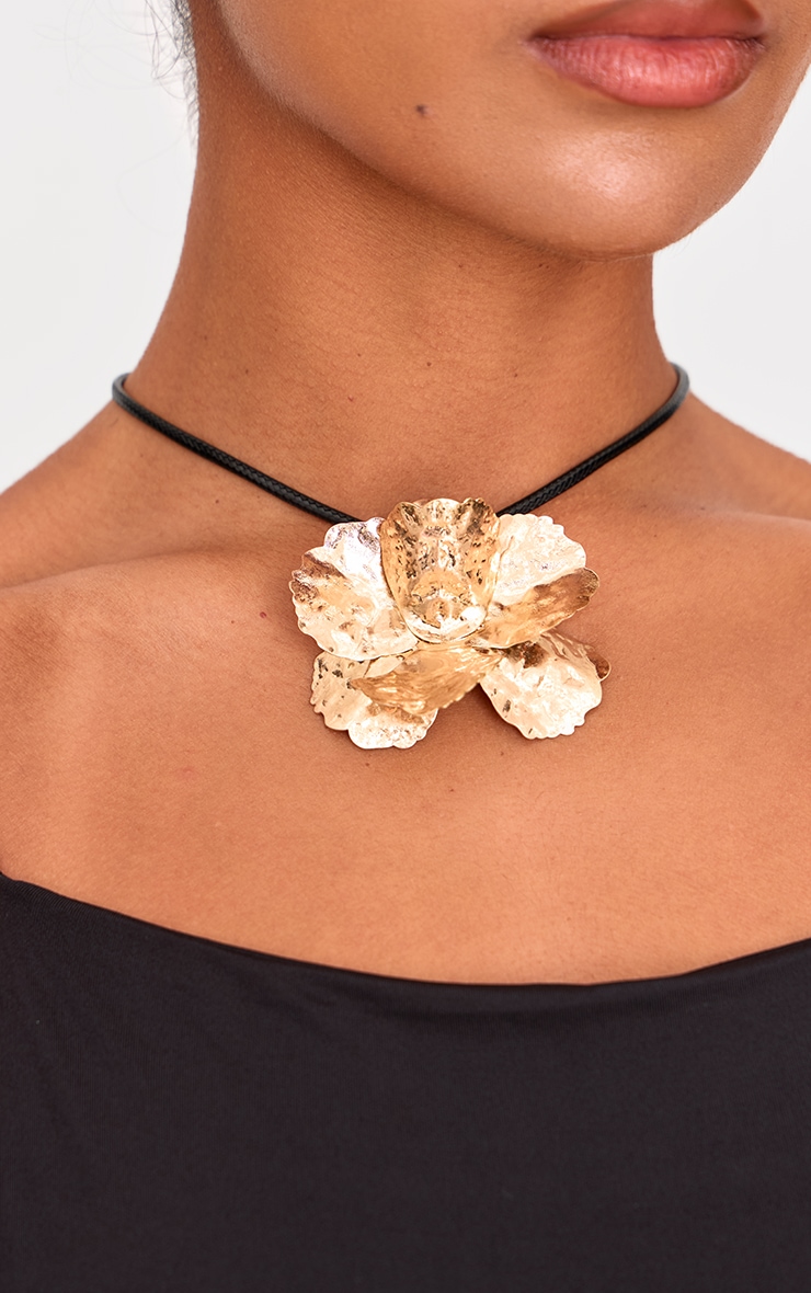 Collier Ras-de-cou Doré Bruni À Pierre Fantaisie XXL En Forme De Fleur ...