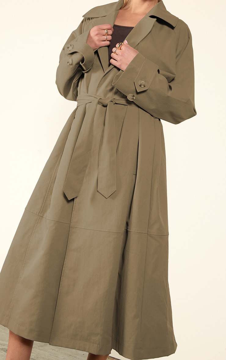 Taupe Oversized Storm Flap Detail Trench | Outerwear | PLT