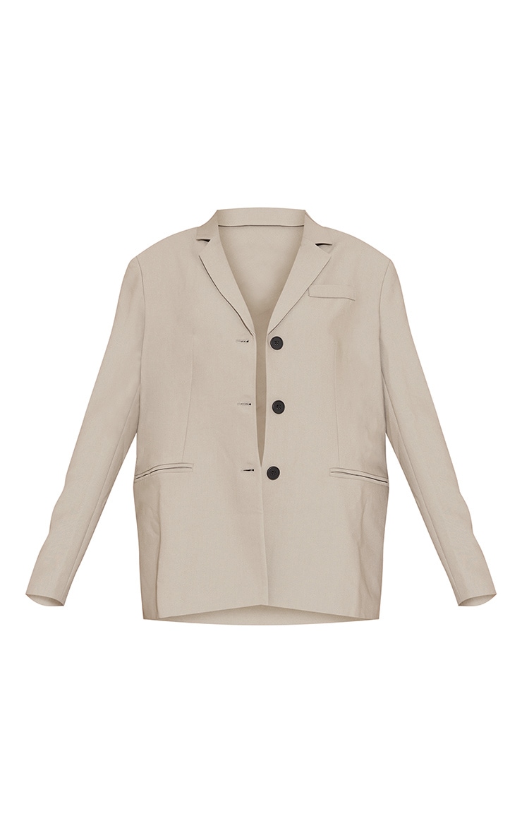 Mocha Single Breasted Shoulder Padded Boxy Blazer | PrettyLittleThing USA
