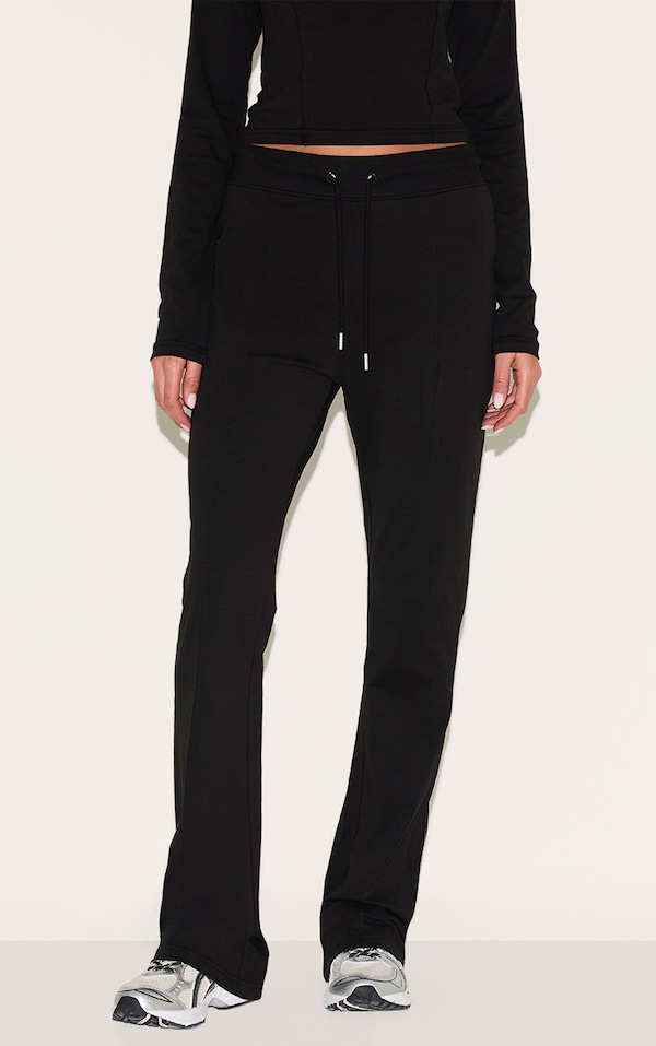 Black Cotton Seam Detail Mid Rise Skinny Flares | Co-ords | PLT USA