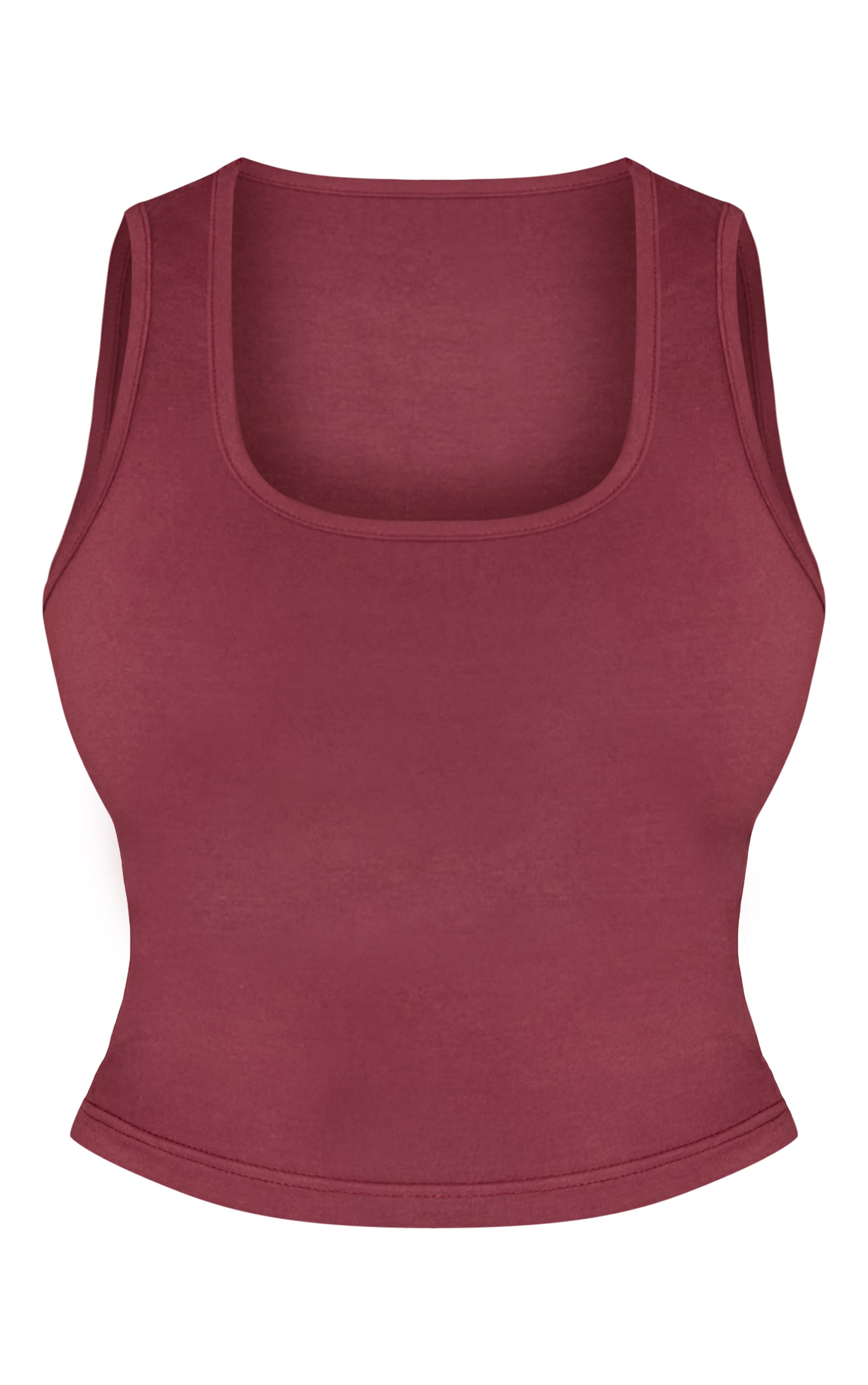 Shape Burgundy Scoop Neck Vest Top | Shape | PrettyLittleThing USA