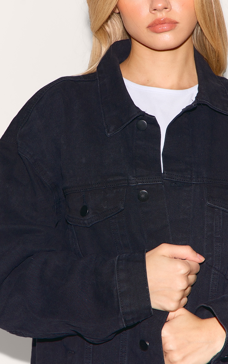 PLT Washed Black Oversized Boyfriend Denim Jacket | Denim ...