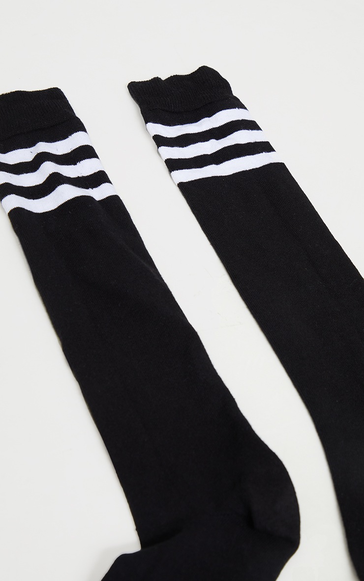 Black Knee High Striped Referee Socks | PrettyLittleThing USA