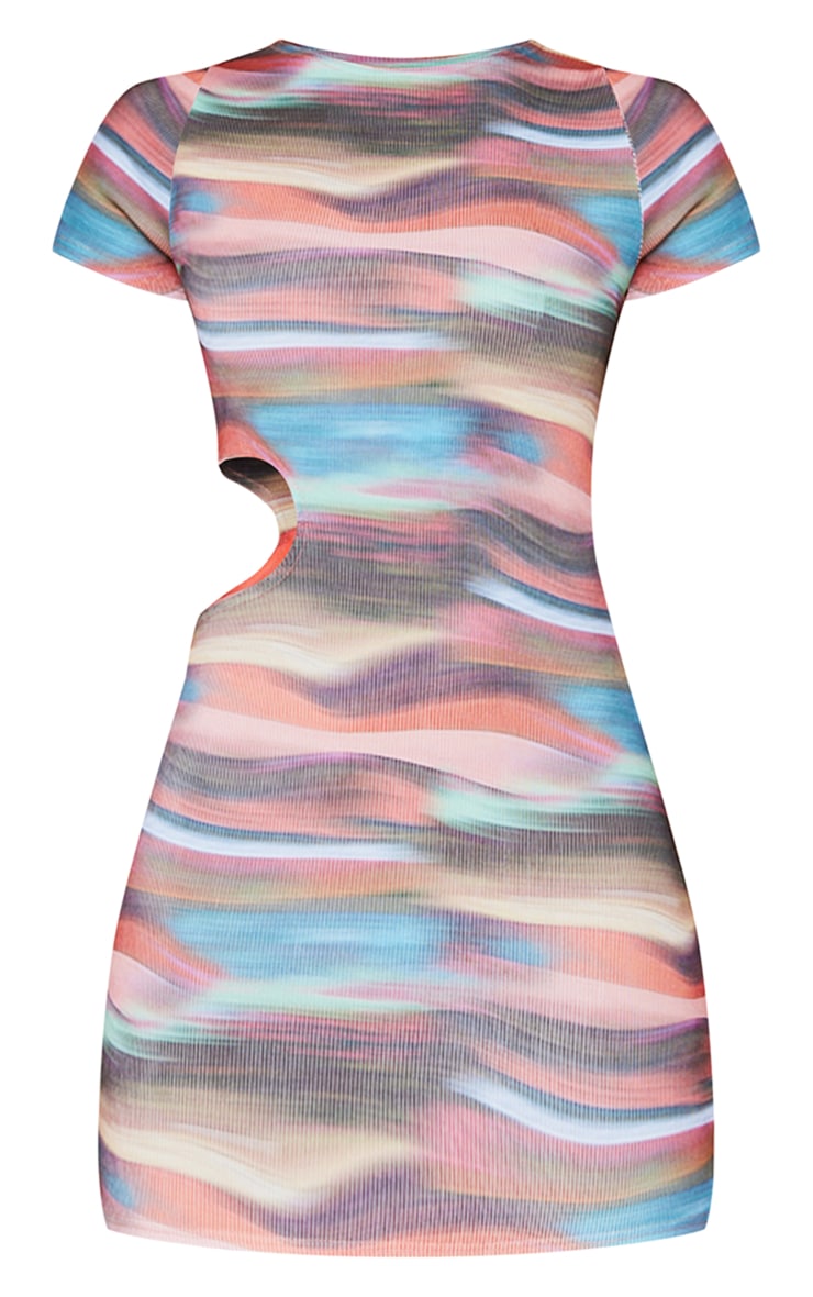 Multi Abstract Cut Out Cap Sleeve Bodycon Dress | Dresses | PLT AUS