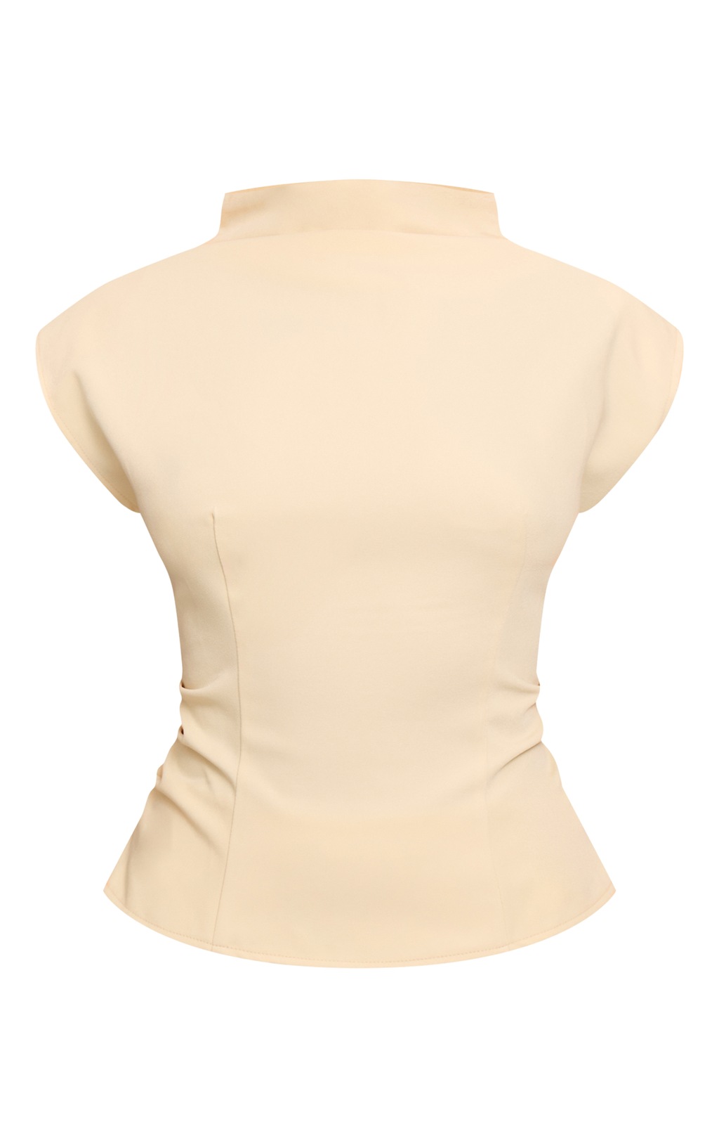 Butter Yellow Ruched Woven Shoulder Pad Top | Tops | PLT