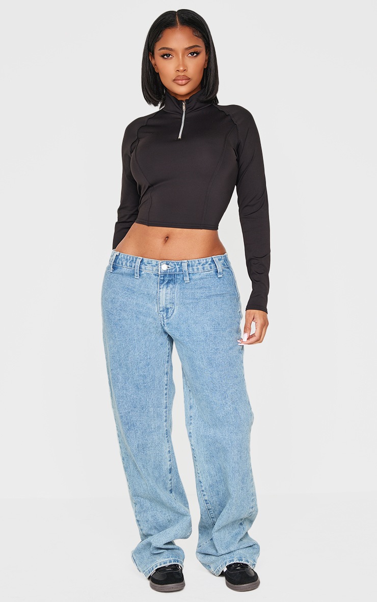 Shape Black Sculpt Half Zip Seam Detail Top | Shape | PLT