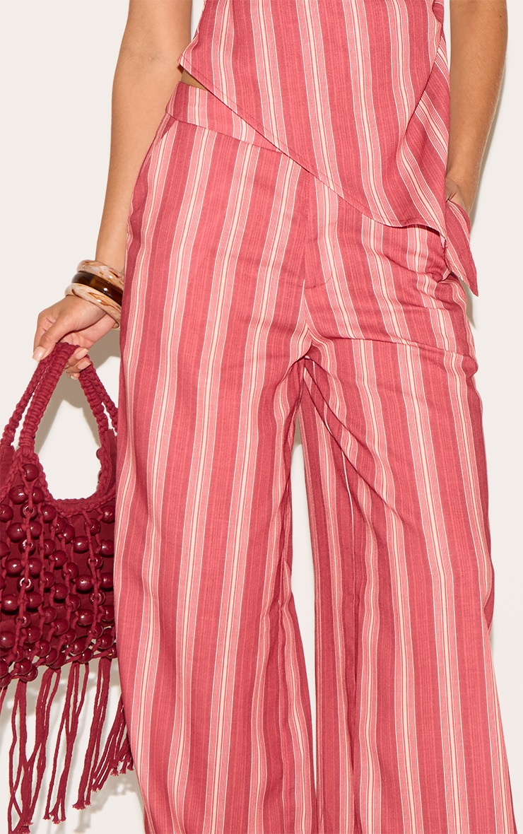 Red Pinstriped Wide Leg Trousers | Co-ords | PLT